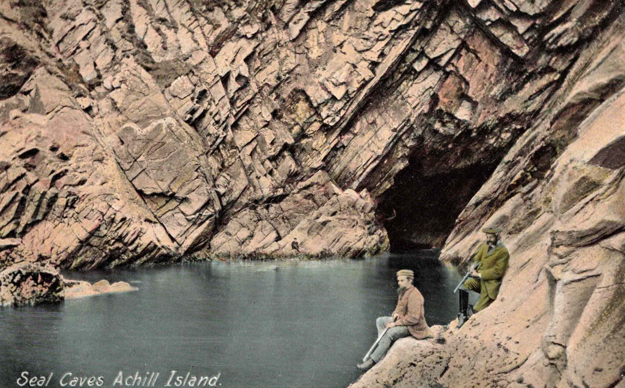 Seal Caves Achill Island, Irish antique postcard – Chris Hyde Services LLC